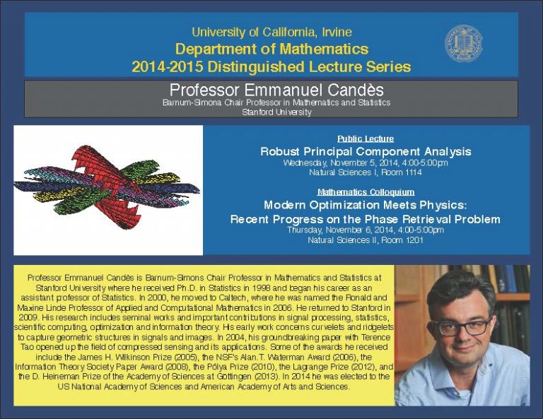 Robust Principal Component Analysis – Professor Emmanuel Candès – Data ...